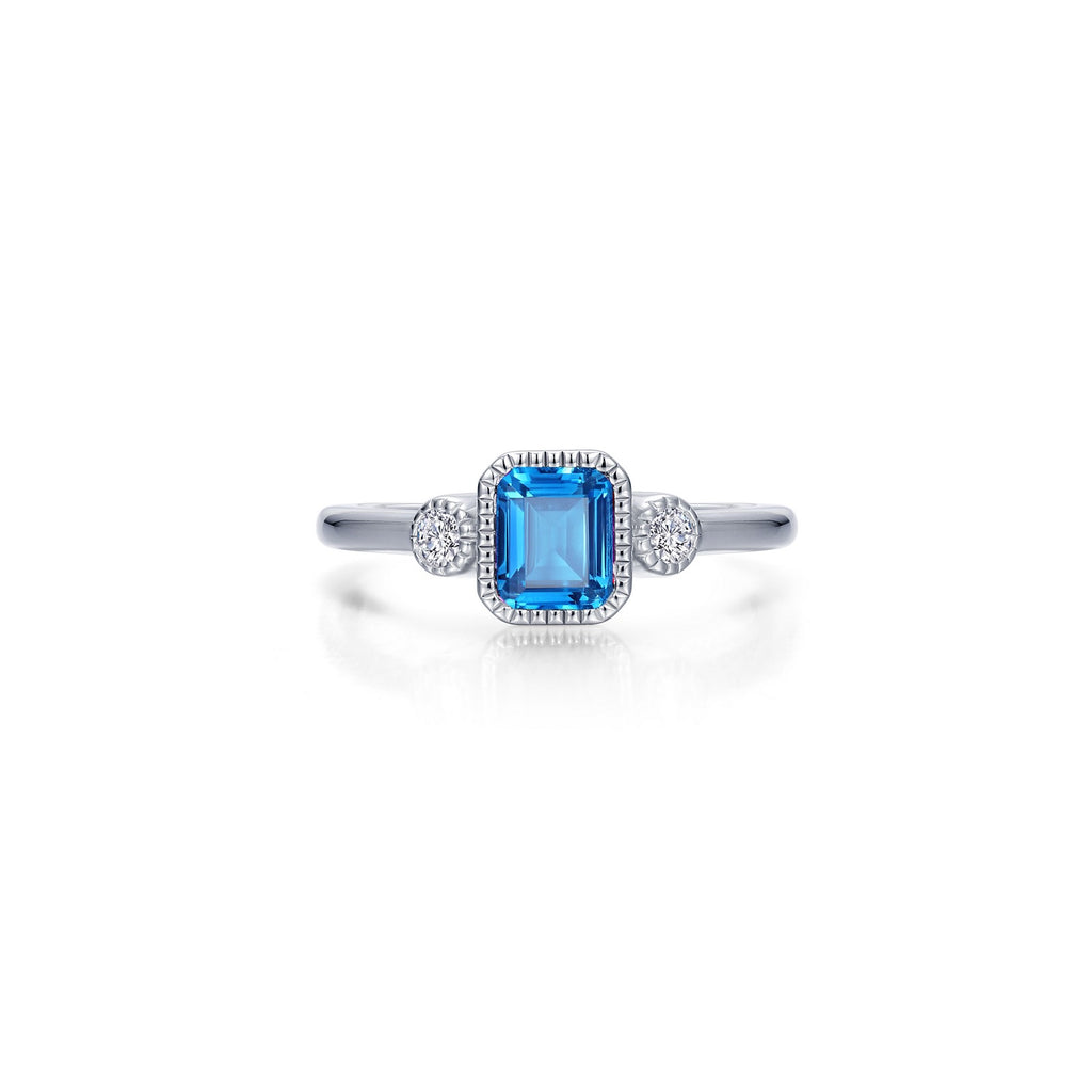 December Birthstone Ring Sterling Silver wtih Platinum Bonding Bezel ...